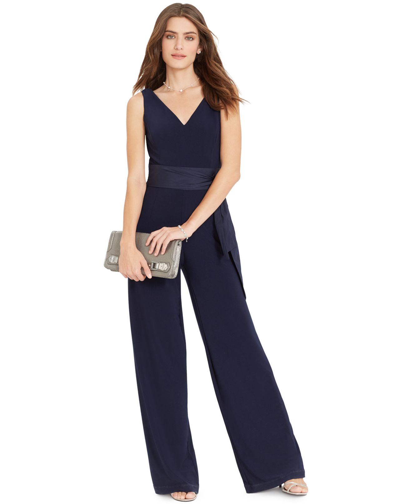Lyst - Lauren By Ralph Lauren Sleeveless Wide-Leg Jumpsuit in Blue