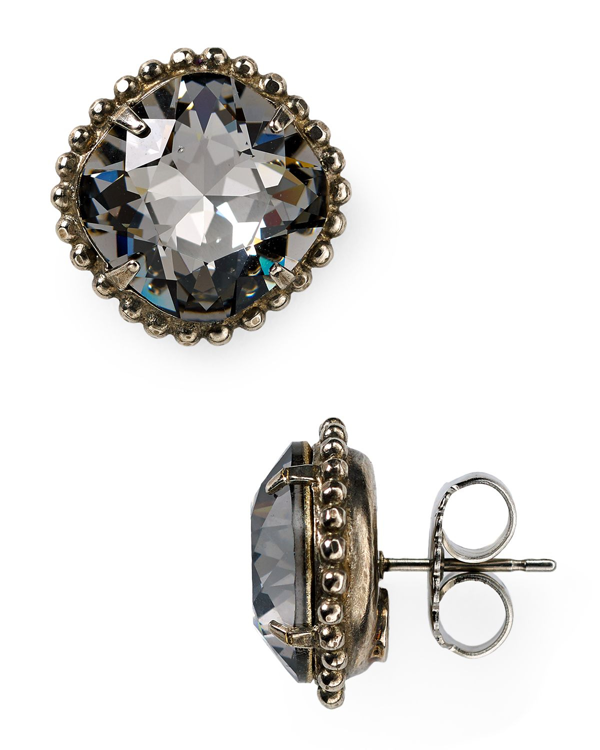 Sorrelli Round Crystal Stud Earrings in Gray | Lyst