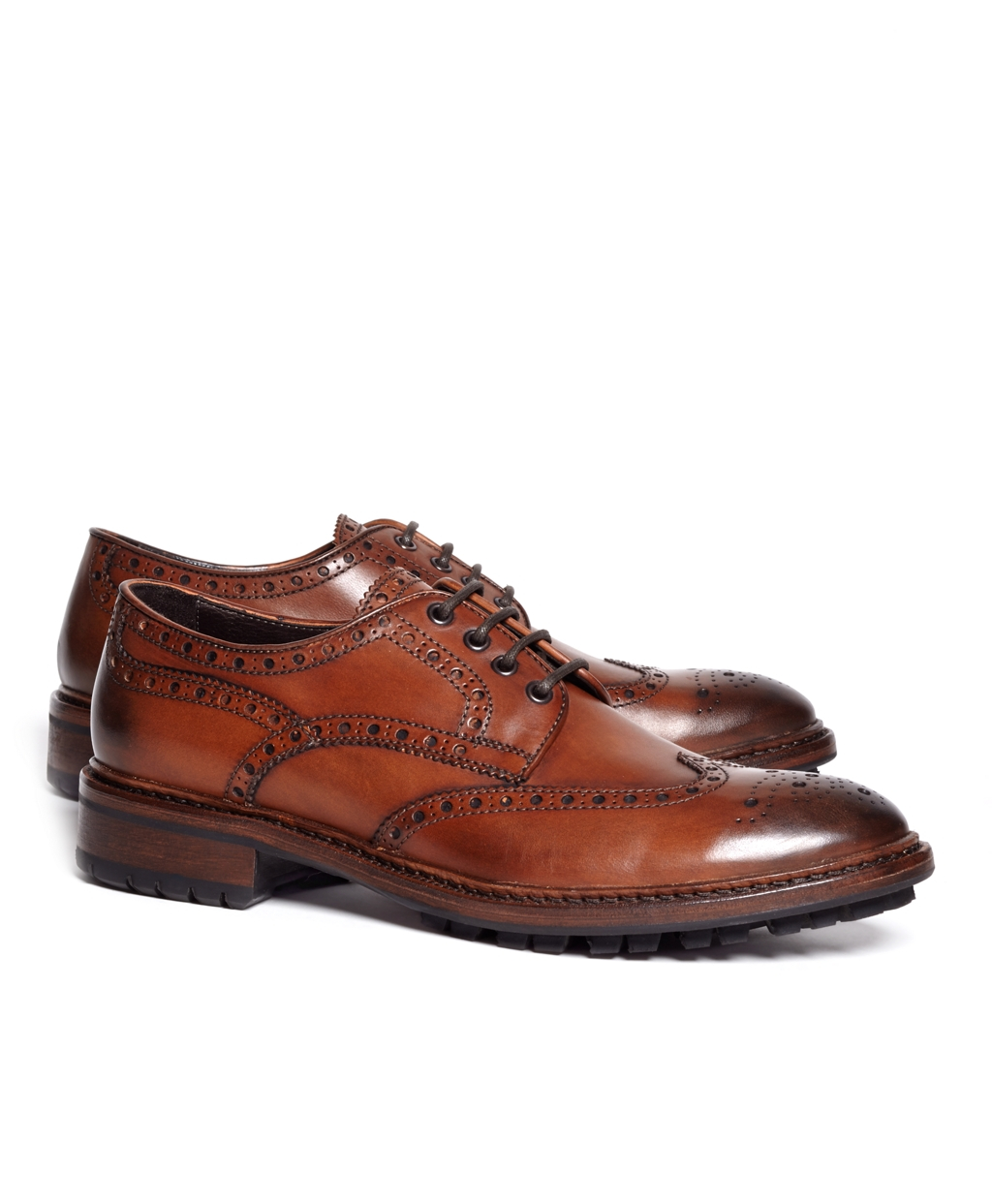 Brooks brothers Wingtip Lug Sole Oxford in Brown for Men | Lyst