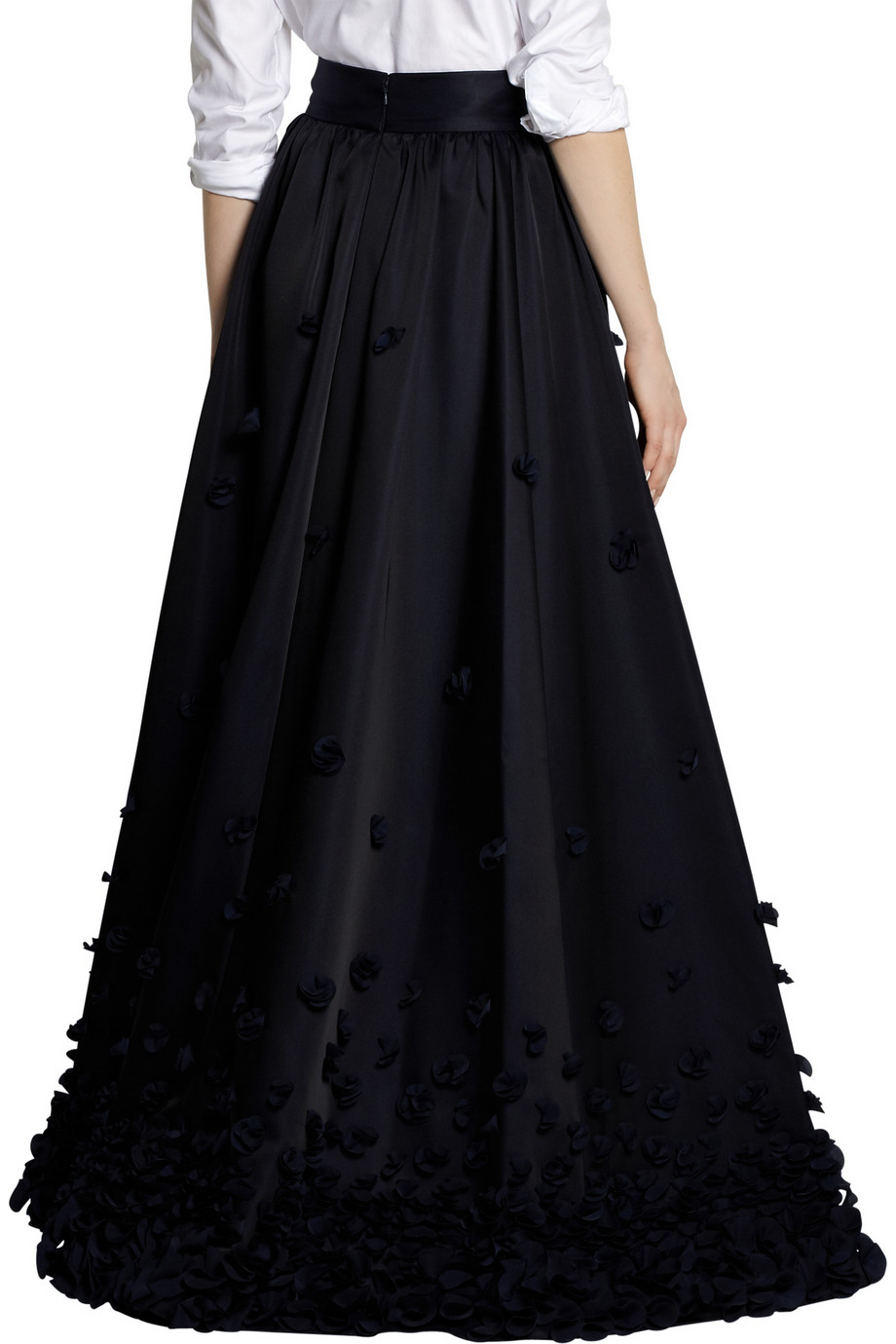 Lyst - Temperley London Ruffle appliquéd Satin Maxi Skirt in Blue