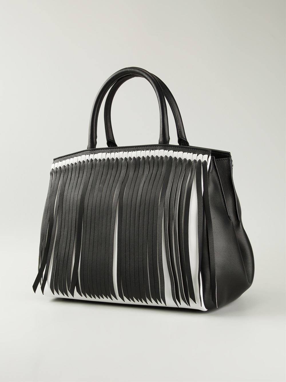 Ermanno Scervino Leather Large Fringe Tote Bag in Black - Lyst