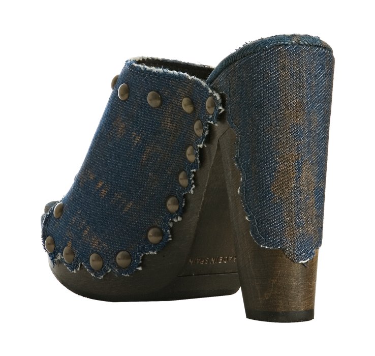 Stuart weitzman Blue Davinci Denim Stud Clog Platform Clogs in Blue | Lyst