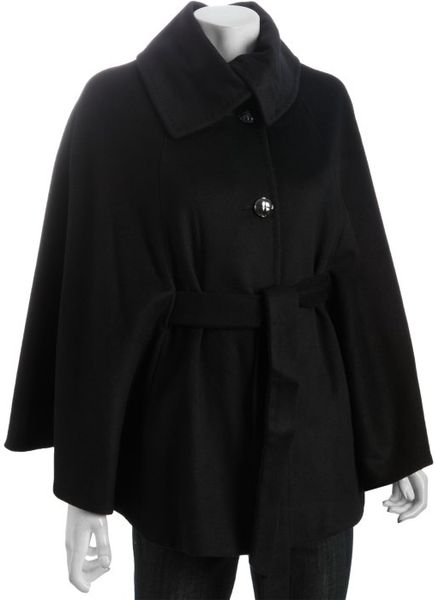 Calvin Klein Black Wool Blend Belted Cape in Black | Lyst