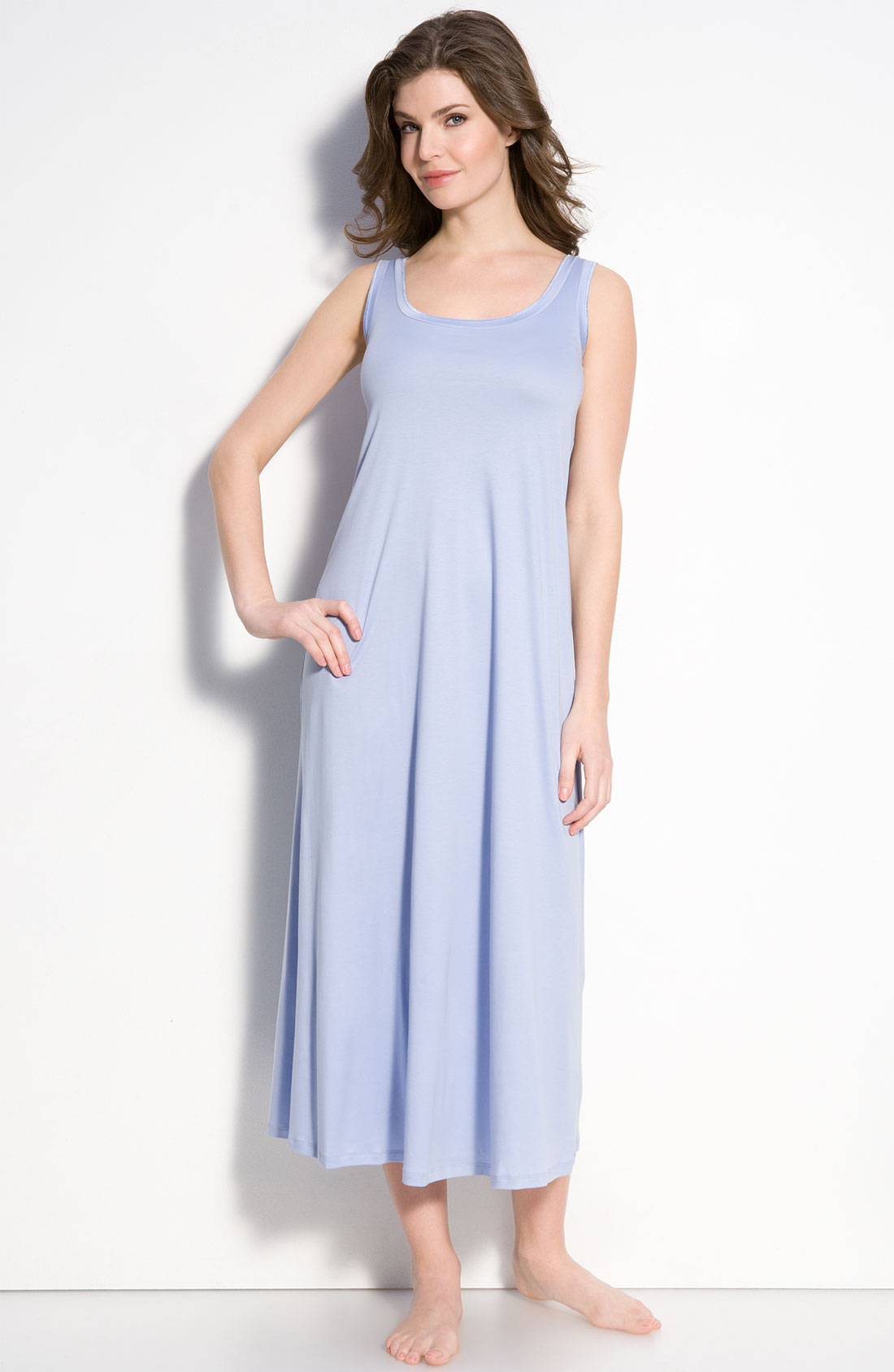 Hanro Tonight Long Tank Gown in Blue (bluebell) | Lyst