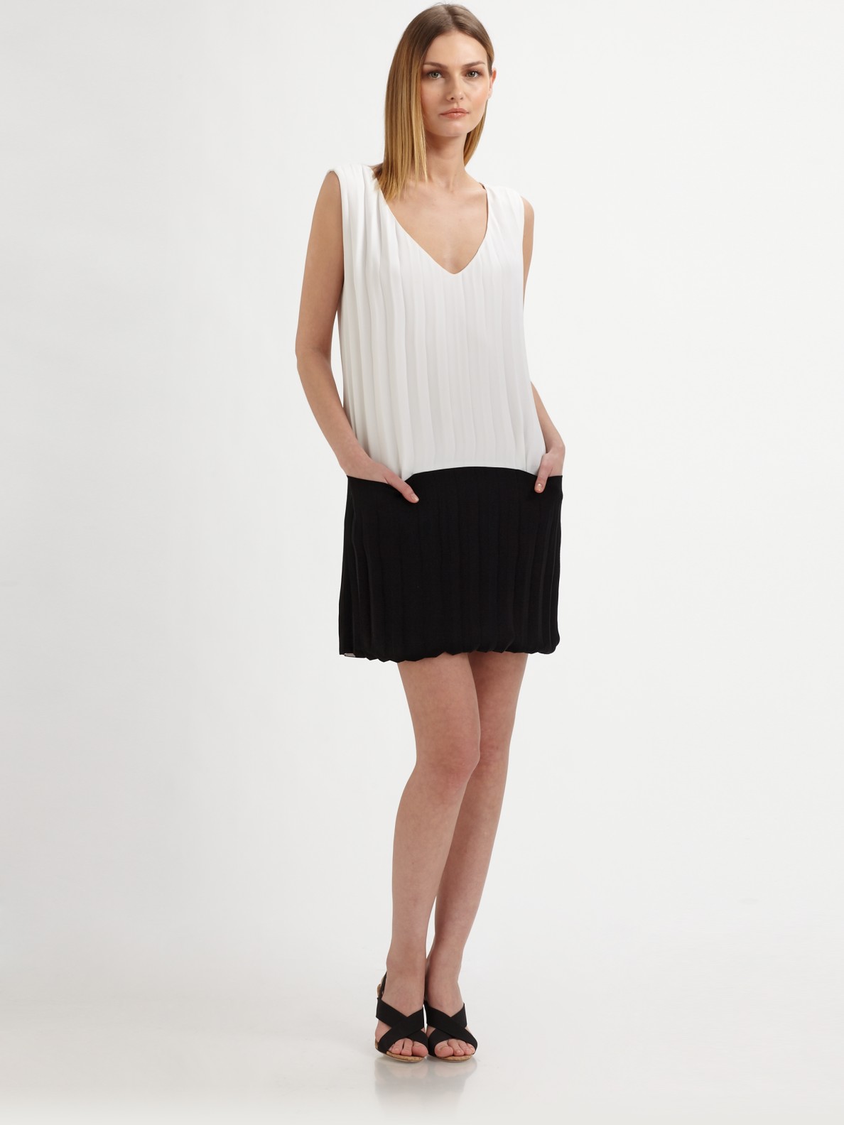 Piazza Sempione Colorblock Dress in Black (white) | Lyst