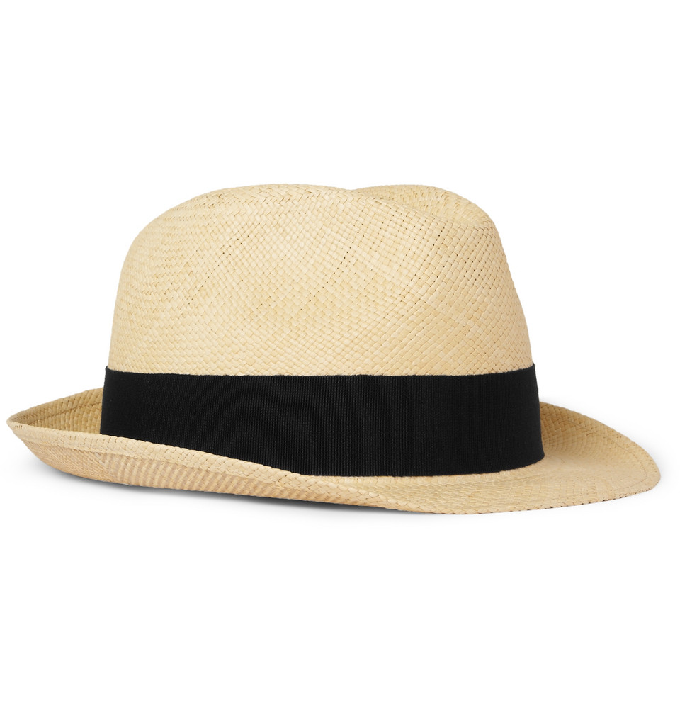 Dunhill Grosgrain-trimmed Straw Panama Hat in Beige for Men (straw) | Lyst