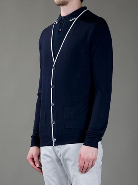 Dries Van Noten Wool Cardigan in Blue for Men (navy) | Lyst