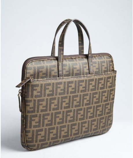 Fendi Zucca Spalmati Laptop Case in Brown for Men | Lyst