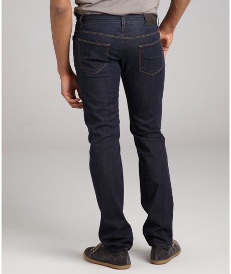 Prada Dark Blue Stretch Denim Straight Leg Jeans in Blue for Men | Lyst