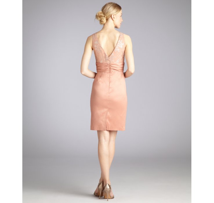 Lyst Badgley Mischka Antique Pink Lace And Taffeta Sleeveless Dress