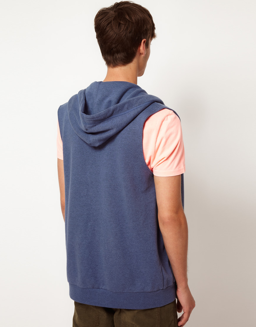 Asos Sleeveless Hoodie in Blue for Men | Lyst