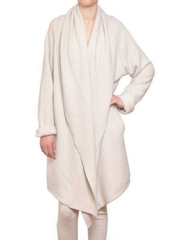 Lyst - Gentry Portofino Cashmere Goffrè Contrast Long Cardigan in White