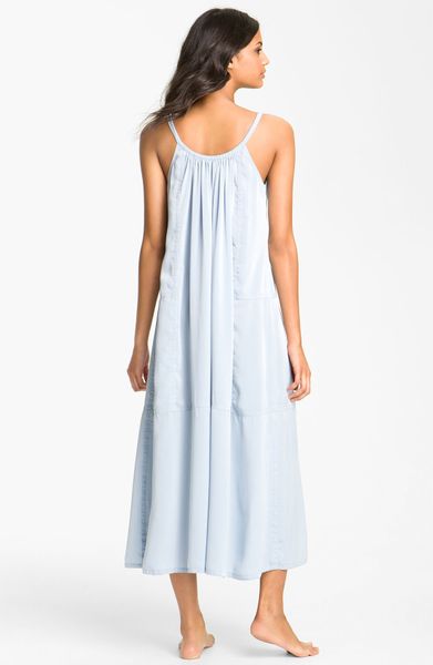 Donna Karan New York Sleepwear Gathered Matte Satin Nightgown in Blue ...