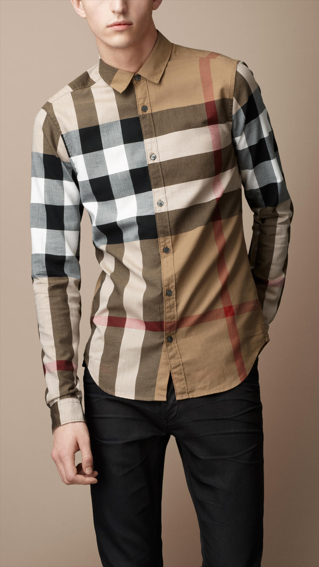 Lyst Burberry Brit Exploded Check Cotton Shirt In Natural For Men Lyst Burberry Brit Exploded Check Cotton Shirt In Natural For Men