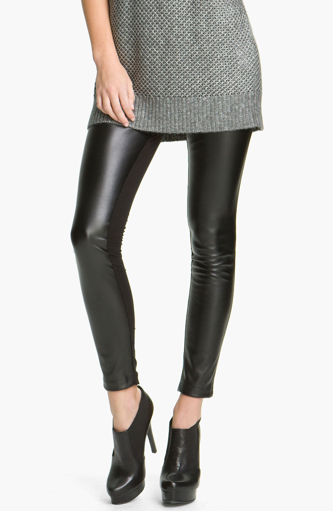Dkny Mixed Media Leggings in Black | Lyst