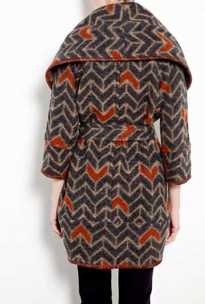 Mw Matthew Williamson Blanket Cocoon Chevron Coat in Multicolor | Lyst
