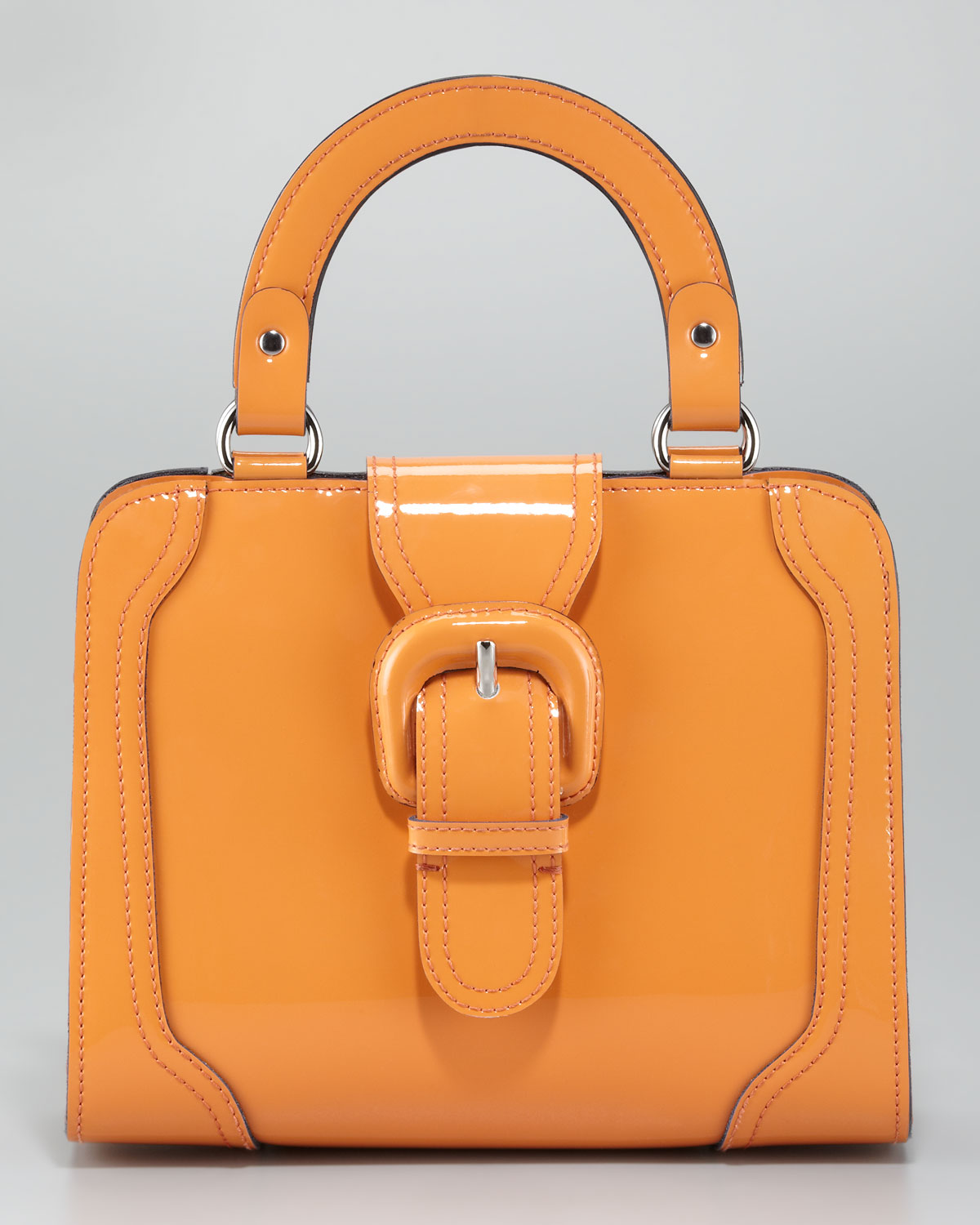 Lyst - Marni Double Handle Patent Leather Satchel Bag in Orange