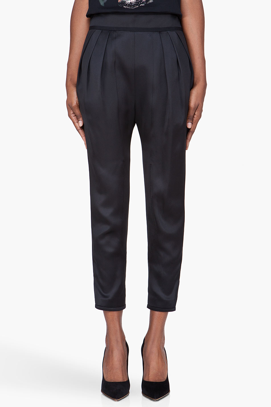 Lyst - Givenchy Black Silk Riding Pants in Black