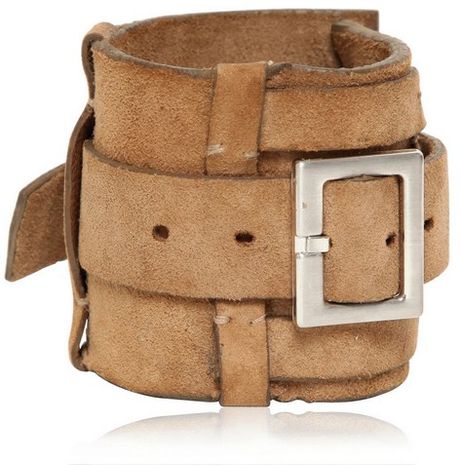 Balmain Buckle Crust Leather Bracelet in Brown for Men | Lyst