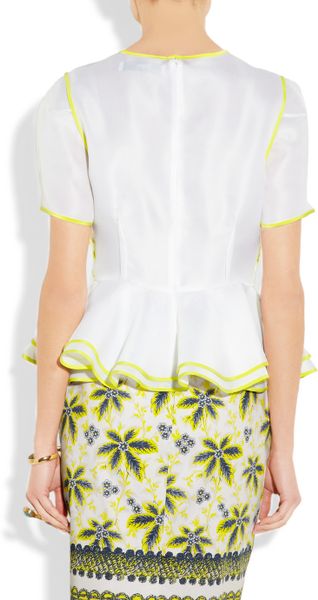 Prabal Gurung Silkorganza and Lace Peplum Top in White | Lyst