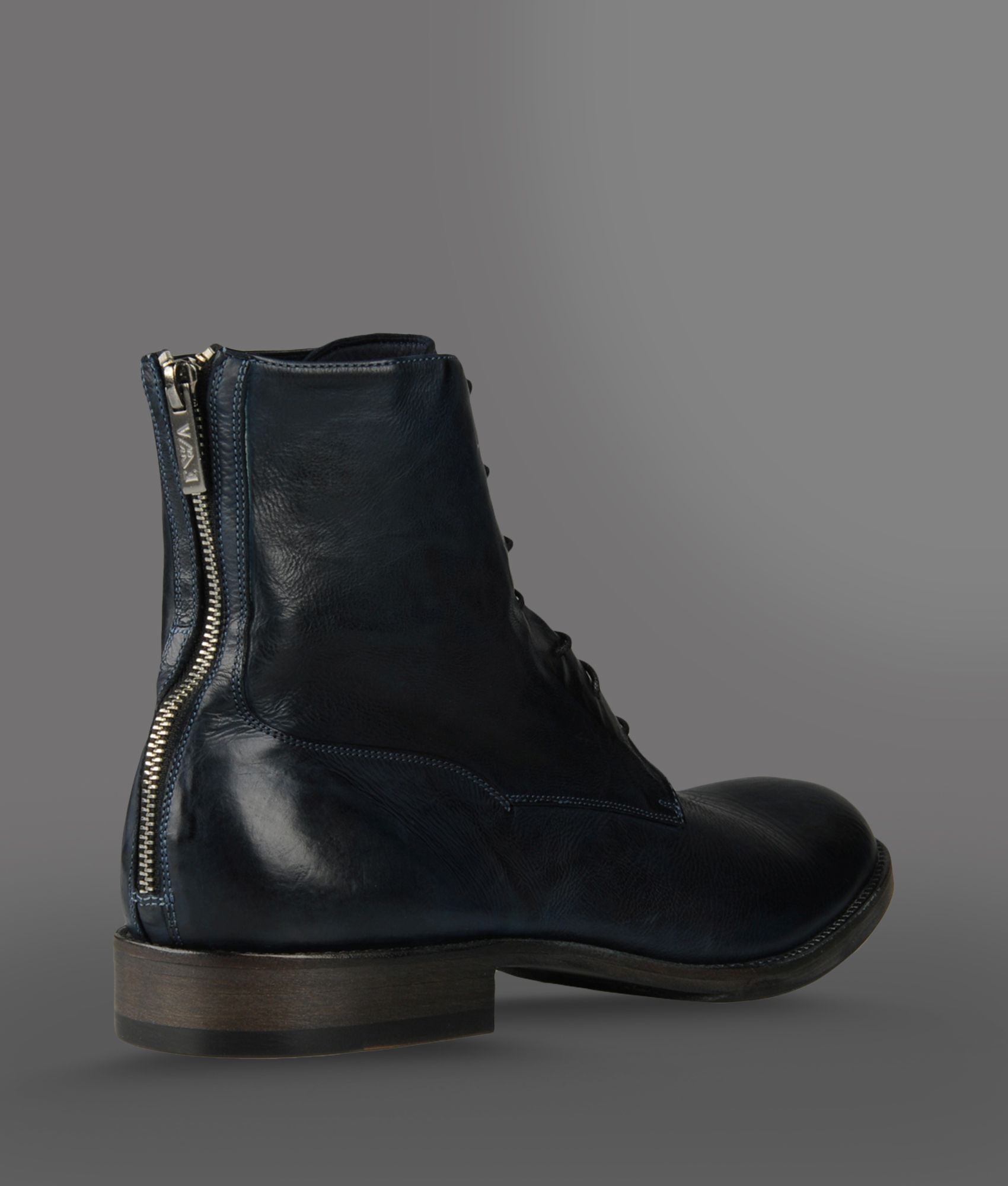 Emporio armani Ankle Boot in Dyed Calfskin with Rear Zipper in Blue for ...