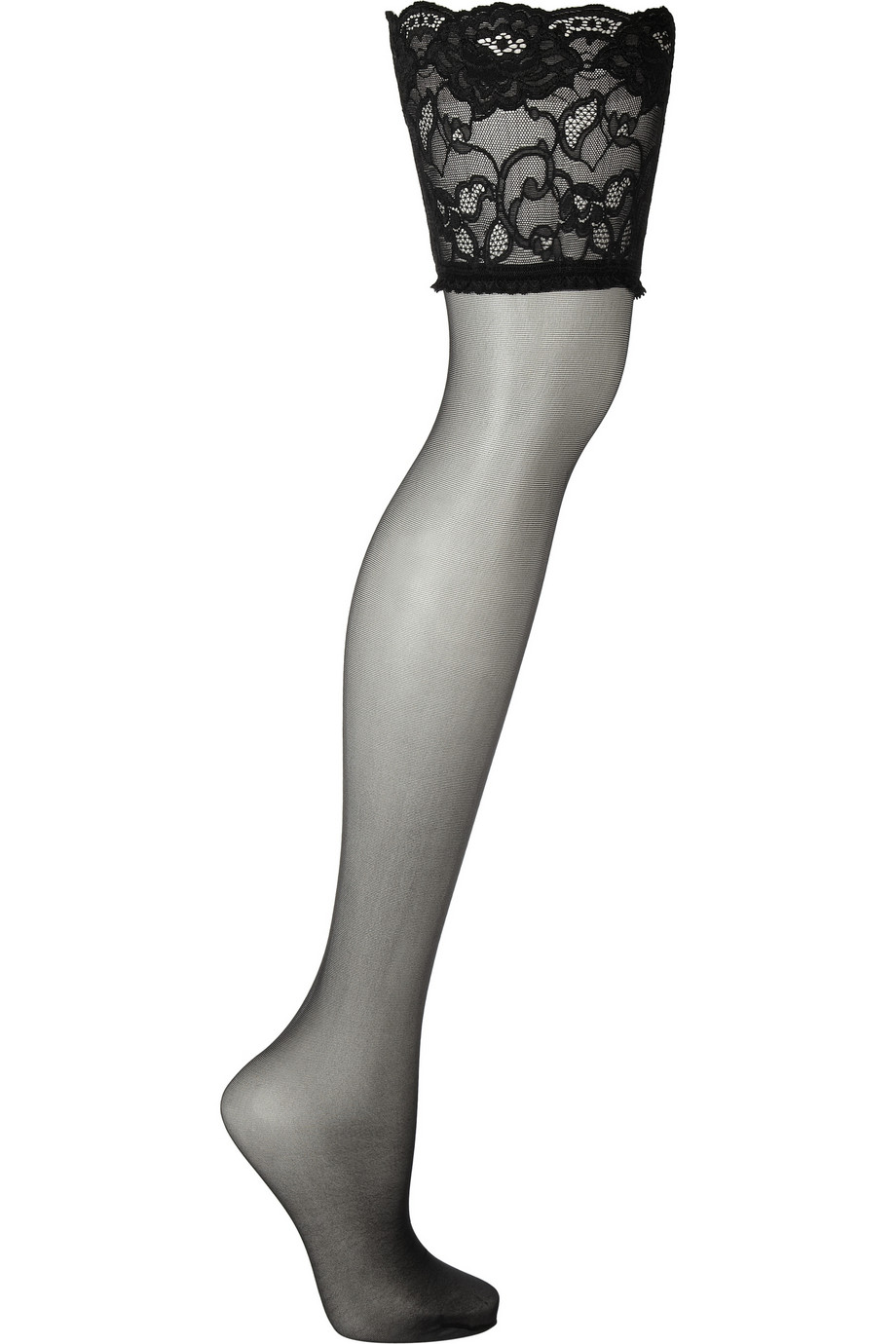 Lyst La Perla Allure 15 Denier Lace Trimmed Stay Up Stockings In Black