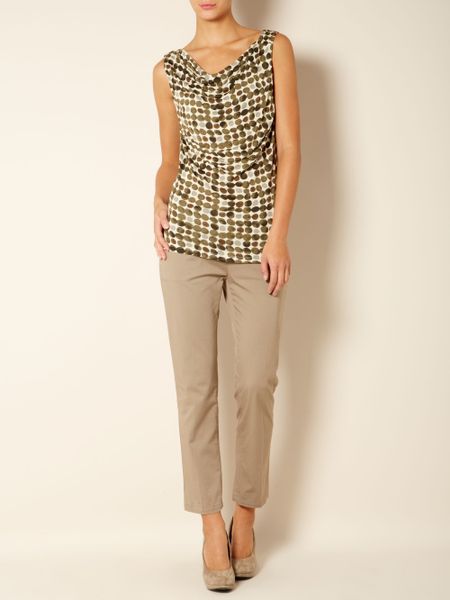 Weekend By Maxmara Cenere Sleeveless Spot Print Jersey Cowl Tee in ...