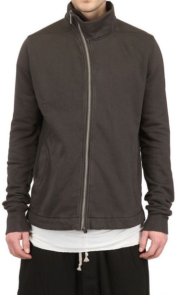 Rick Owens Distressed Cotton Fleece Sweatshirt in Gray for Men (dark ...