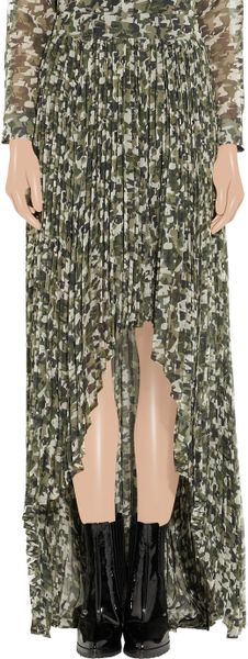 Karl Lagerfeld Sunray Camo Print Silkblend Maxi Skirt in Green (forest ...