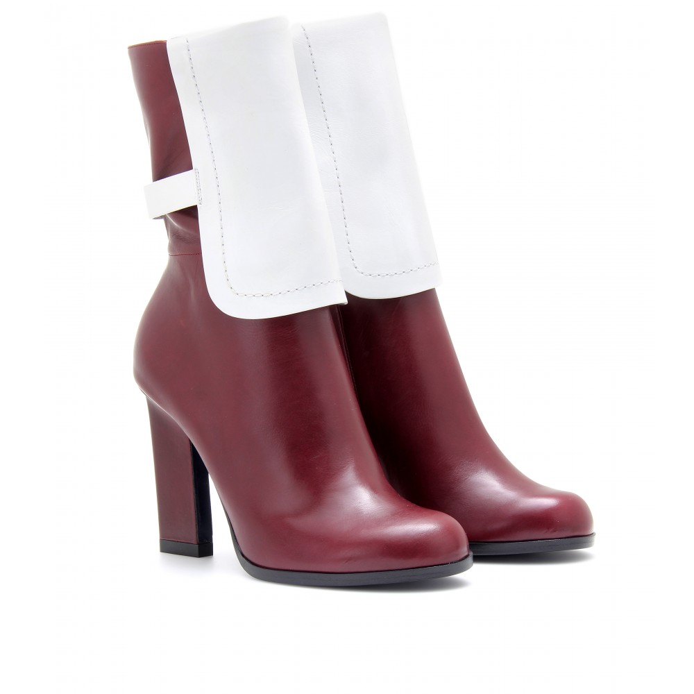 Jil sander Leather Boots in Red | Lyst