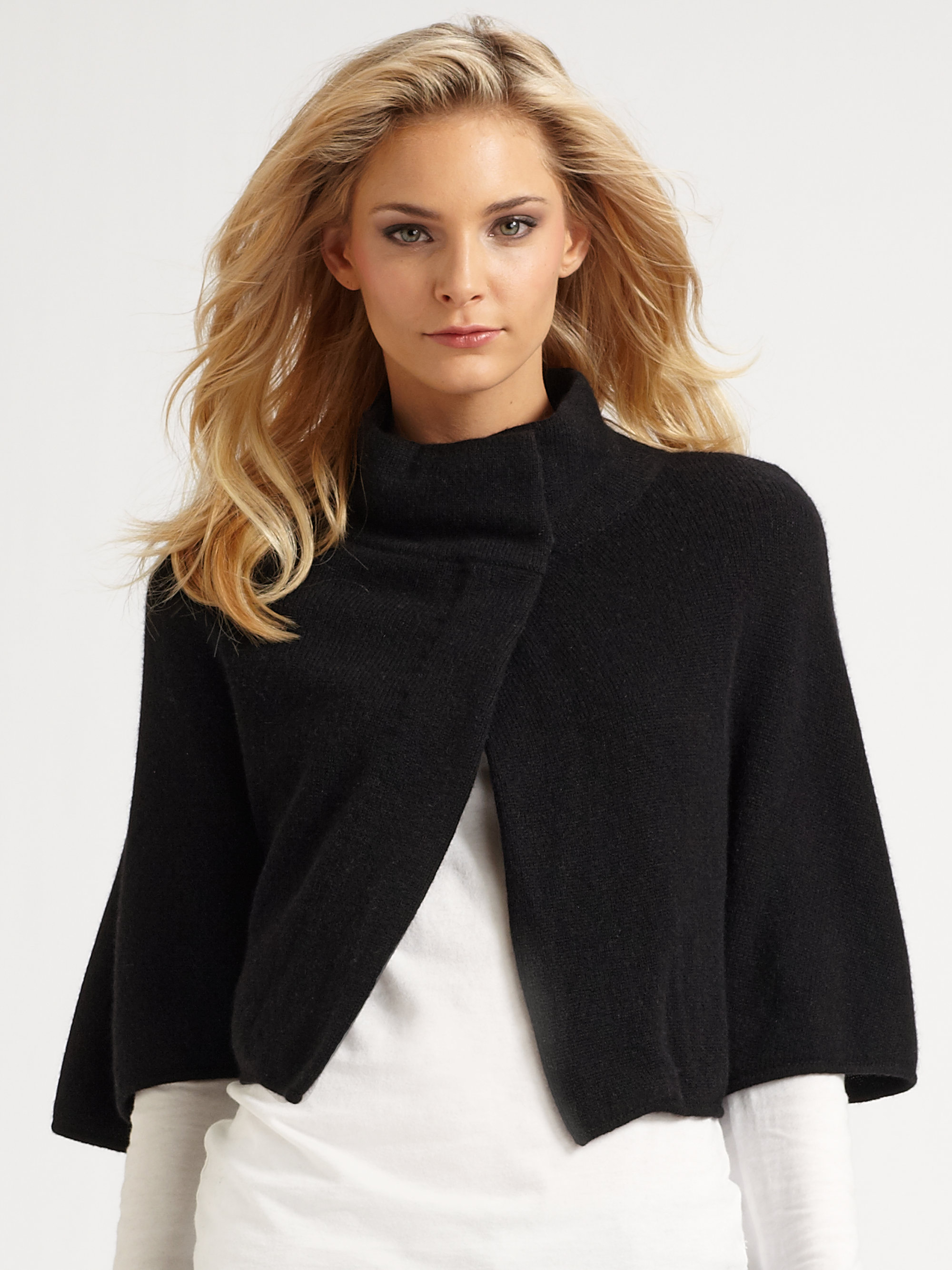 Lyst - White + Warren Cashmere Capelet in Black