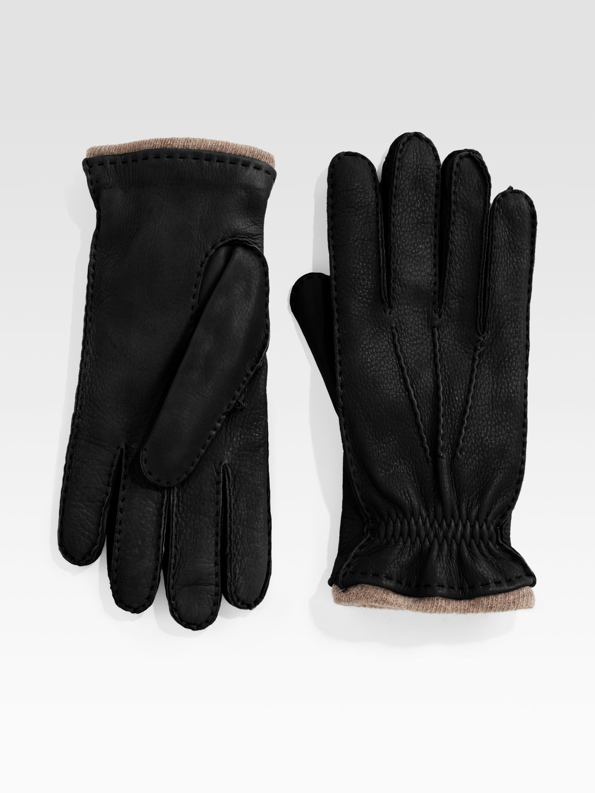 Saks Fifth Avenue Men Collection Deerskin Gloves in Black for Men | Lyst