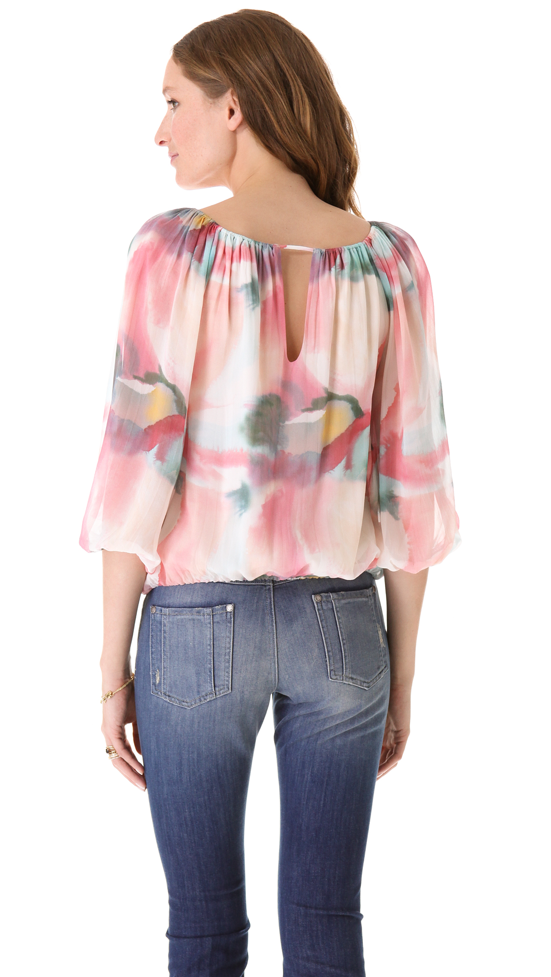 Lyst - Alice + Olivia Alice Olivia Puff Sleeve Print Blouse