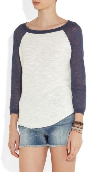 J.crew Knitted Baseball Sweater in White | Lyst