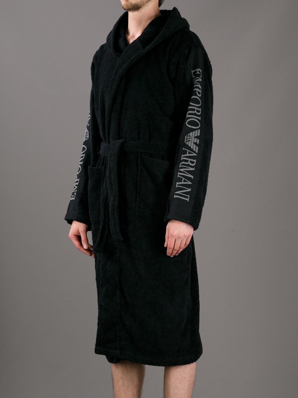 Lyst - Emporio Armani Logo Robe in Black for Men