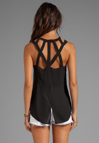 Bcbgmaxazria Cutout Sleeveless Top in Black in Black | Lyst