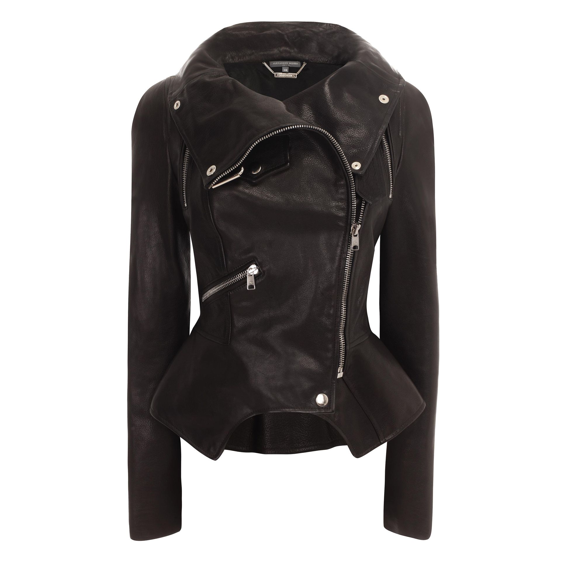 Lyst - Alexander Mcqueen Funnel Neck Leather Jacket in Black for Men