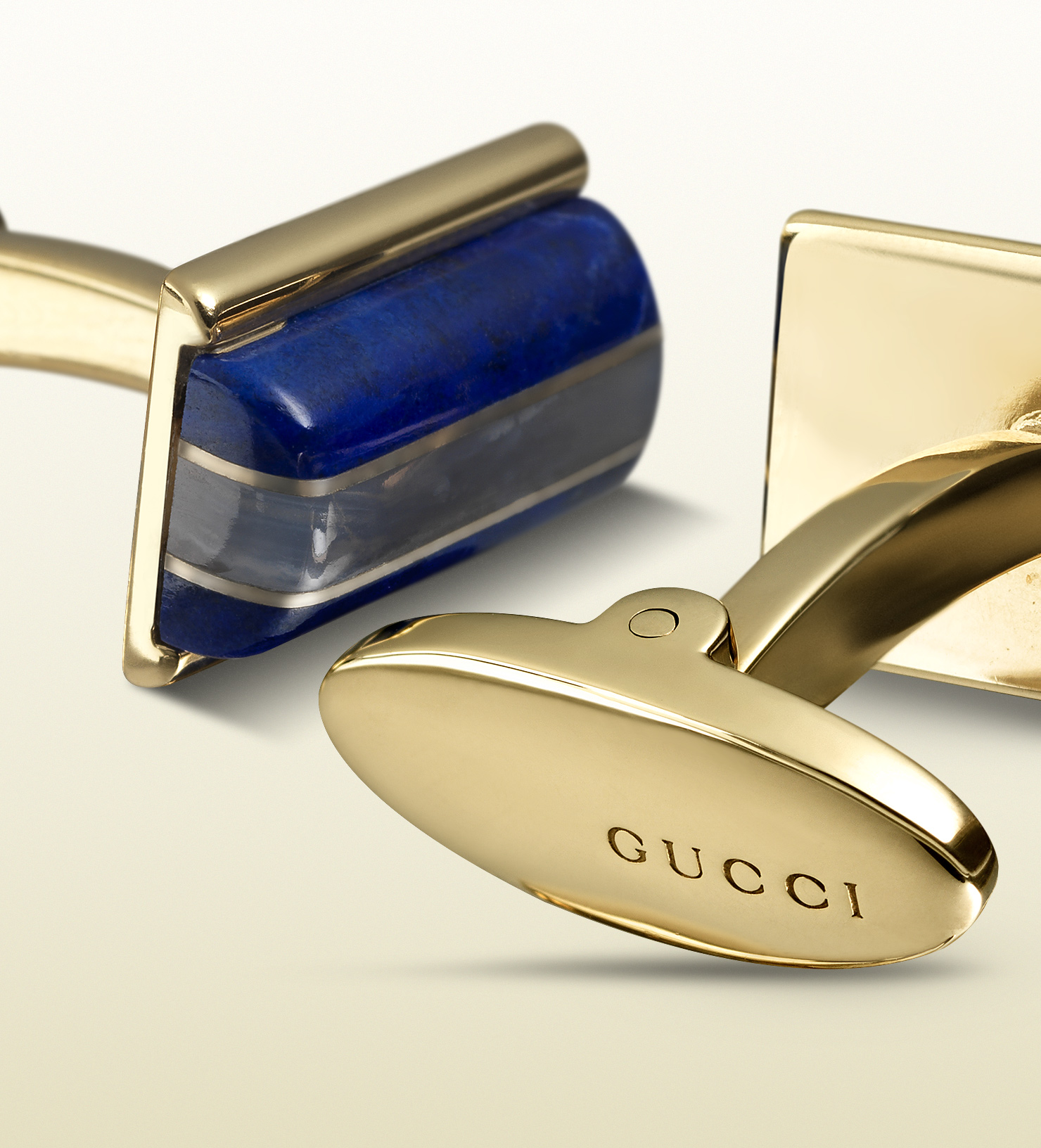 Lyst - Gucci Cufflinks in 18k Yellow Gold Blue Chalcedony and Lapis ...