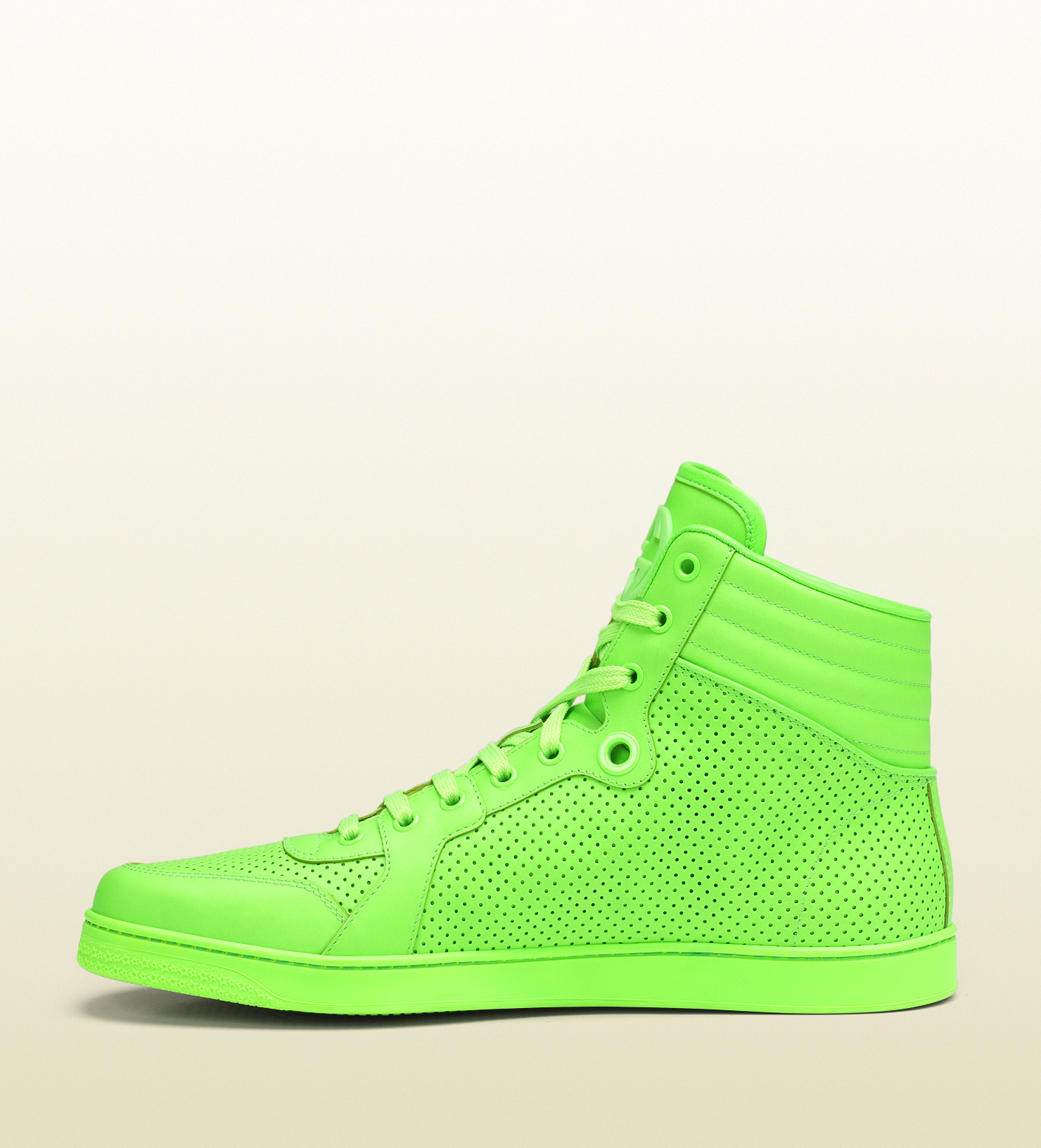 Lyst - Gucci Neon Green Leather Hightop Sneaker in Green for Men
