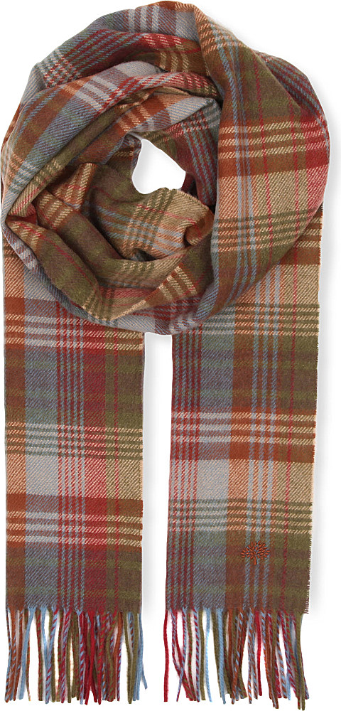 Mulberry Check Scarf in Brown | Lyst