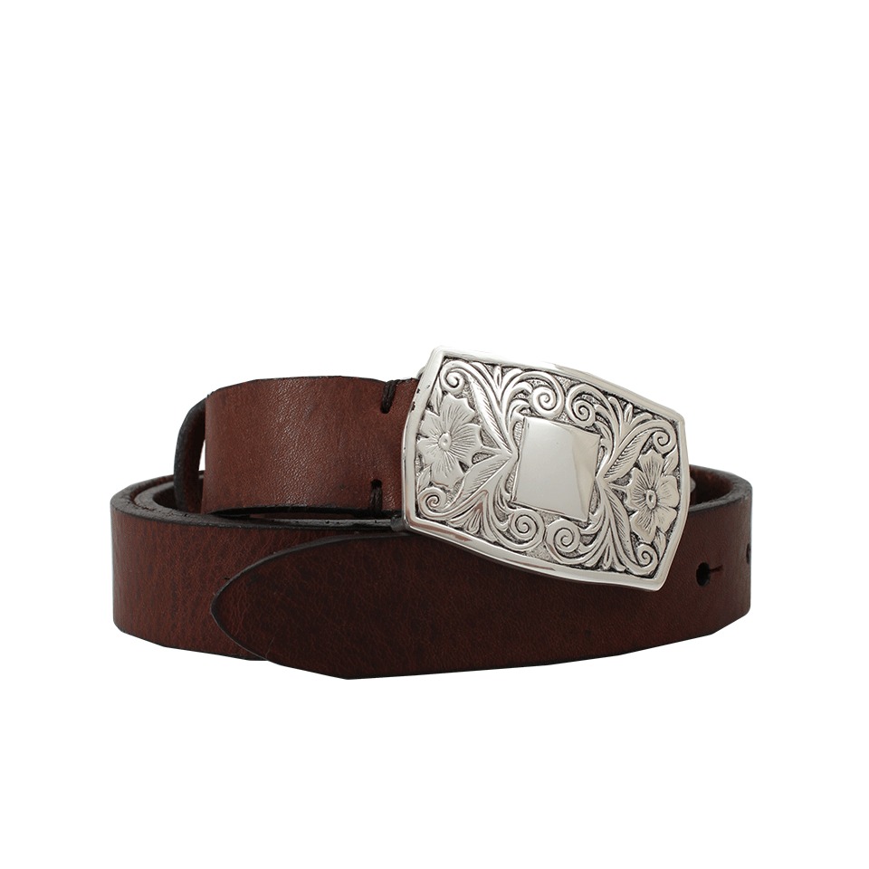 Lyst - Brunello Cucinelli Silver Embossed Buckle Leather Belt in Brown ...