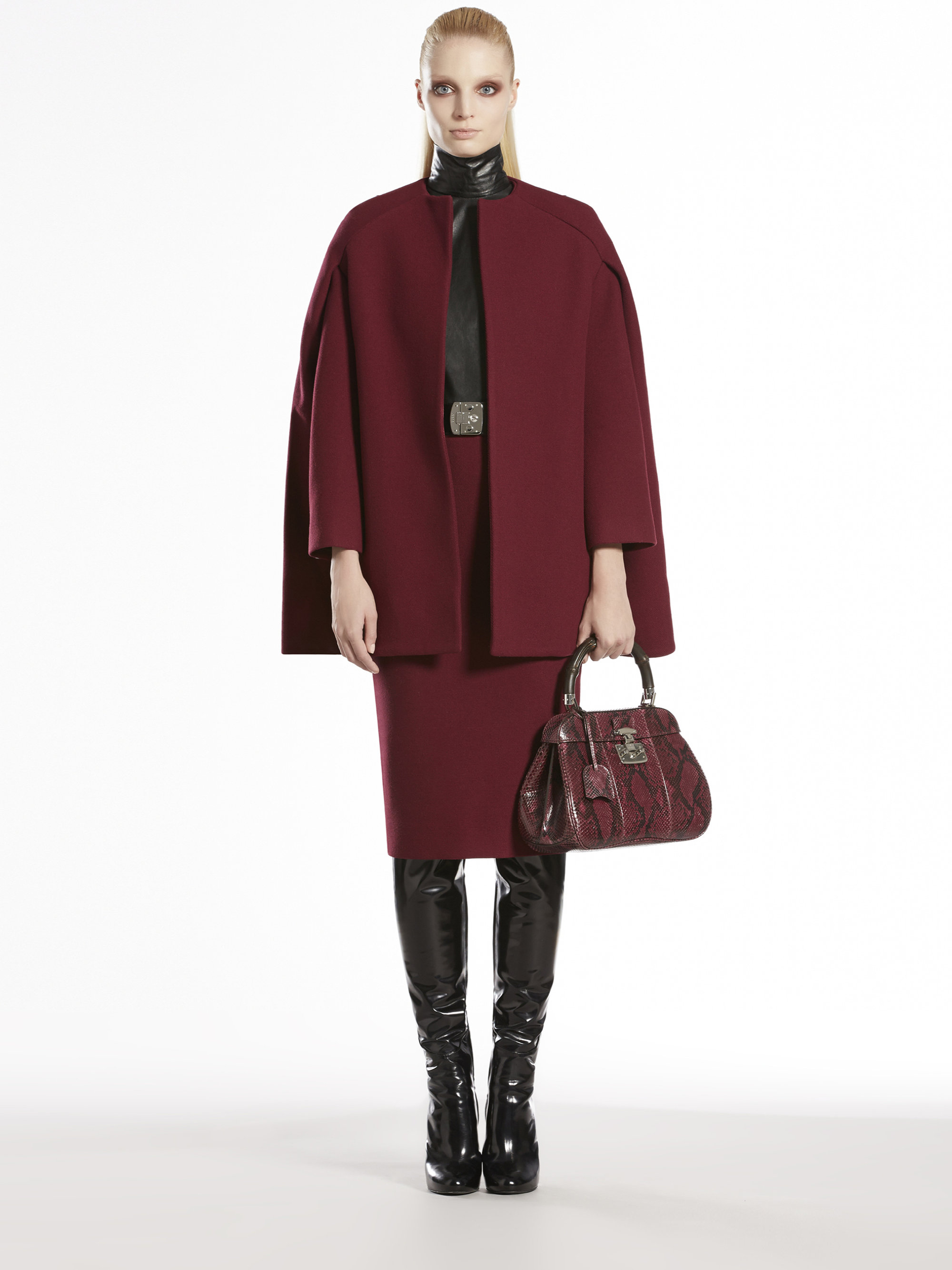 Gucci Wool Cape Coat in Red | Lyst