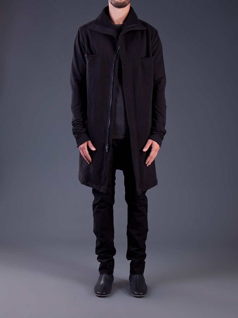 Lyst - Odyn vovk High Collar Invisible Coat in Black for Men