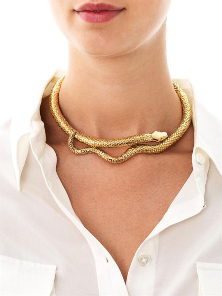 Aurelie Bidermann Tao Goldplated Snake Necklace in Gold | Lyst