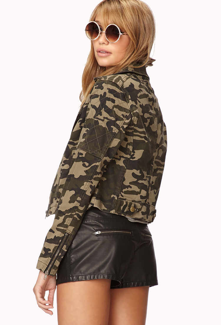 Lyst - Forever 21 Camo Print Denim Jacket in Green
