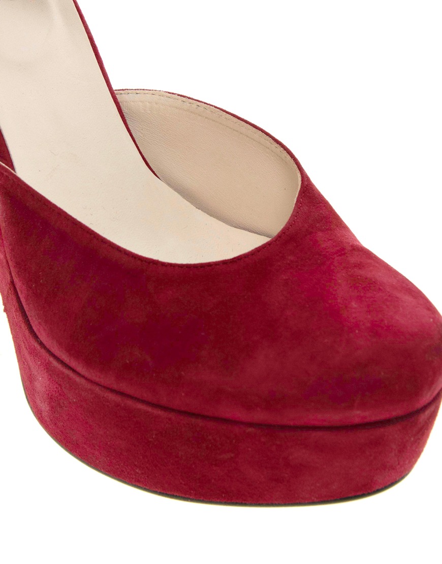 Lyst - Ganni Bambi Suede Platform 70s Shoes in Red