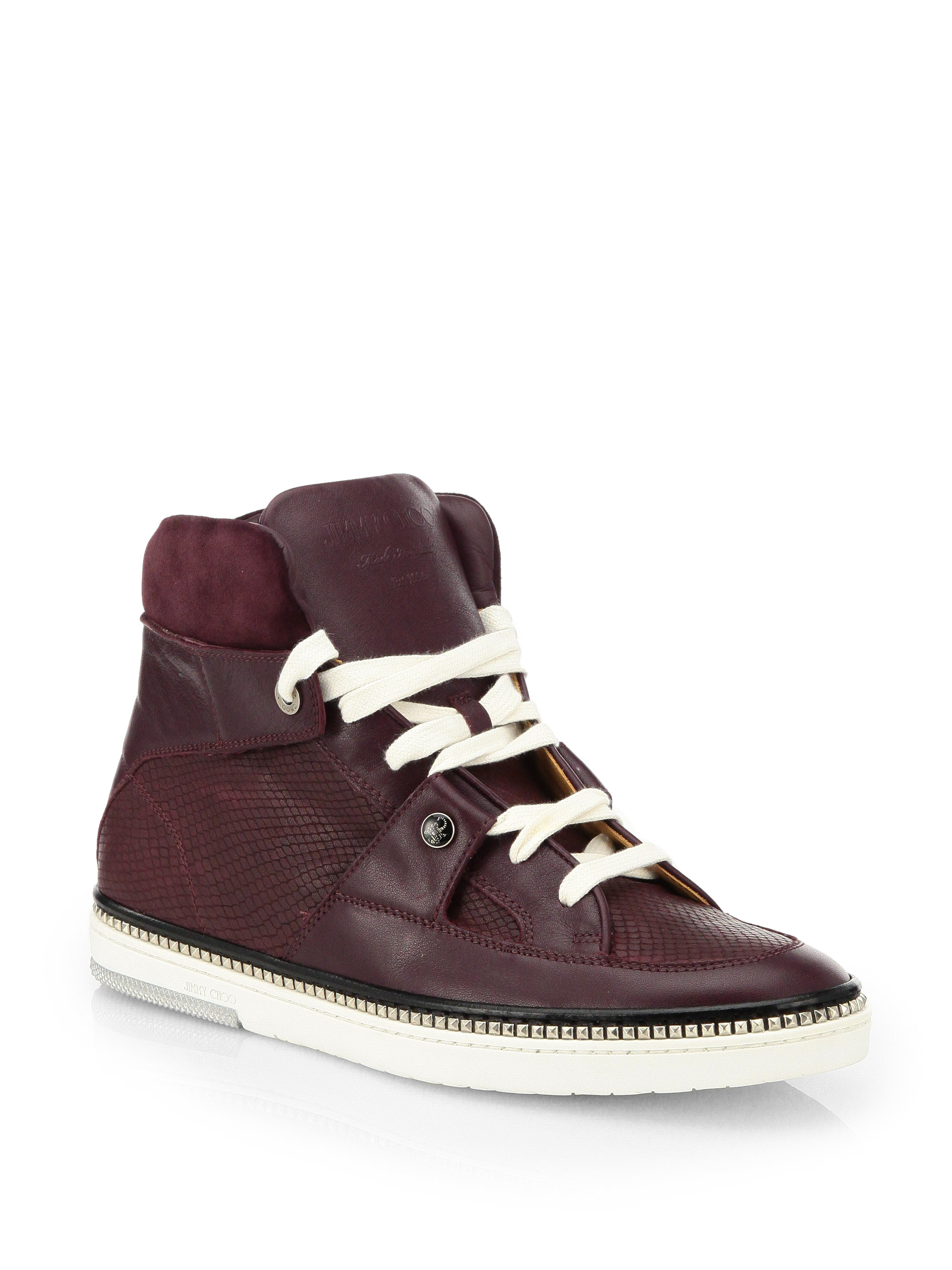 Jimmy Choo Snakeskin embossed Leather High-top Sneaker in Red (BLACK ...