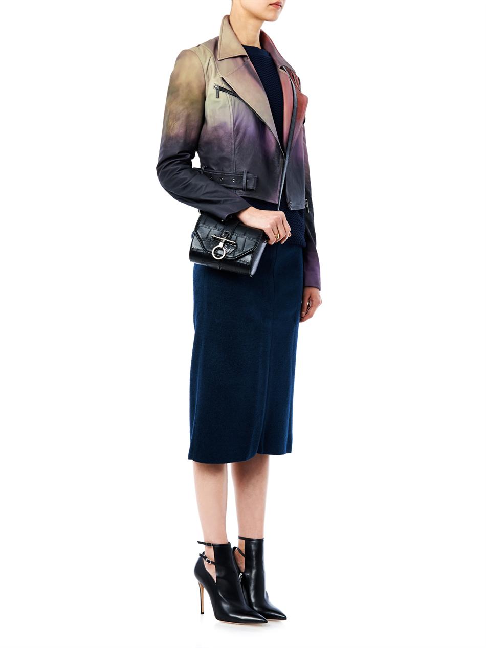 Lyst - Mary Katrantzou Versicolour Leather Biker Jacket in Black