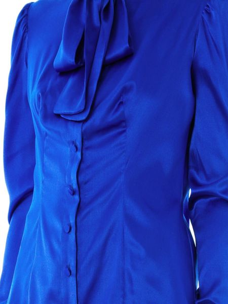 Lwren Scott Pussybow Silk Blouse In Blue Lyst