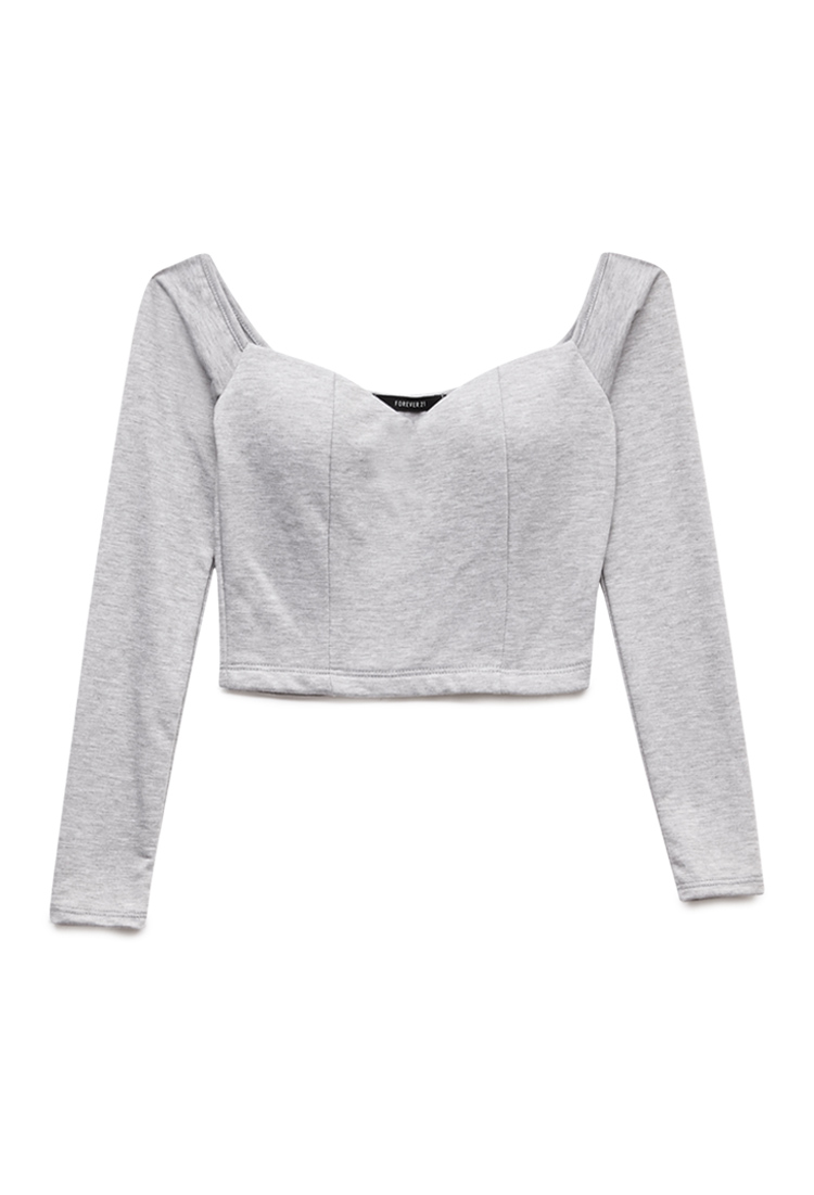 Lyst Forever 21 Off The Shoulder Crop Top In Gray
